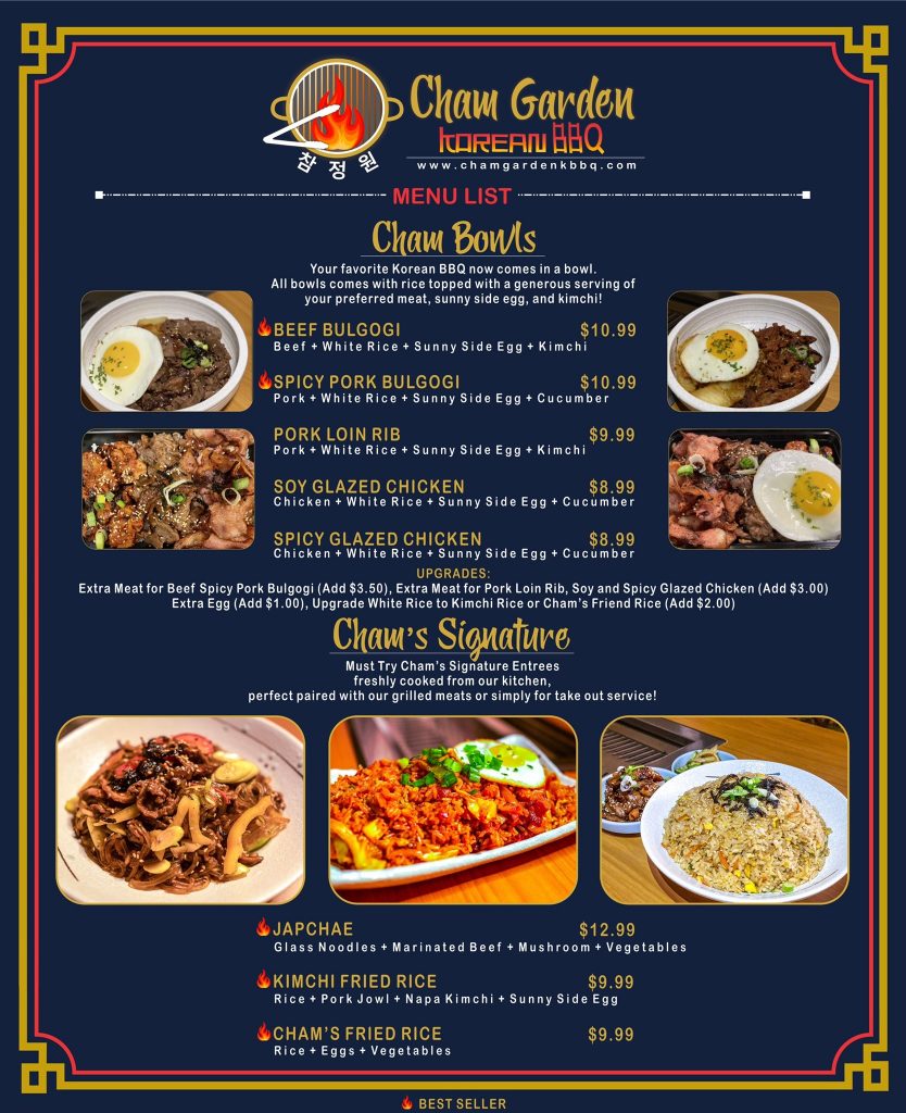 Menu – Cham Garden KBBQ