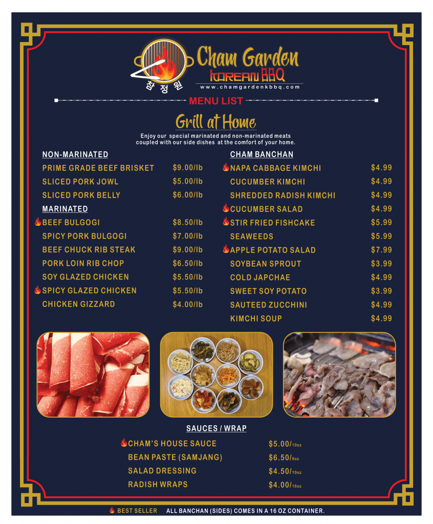 Menu – Cham Garden KBBQ